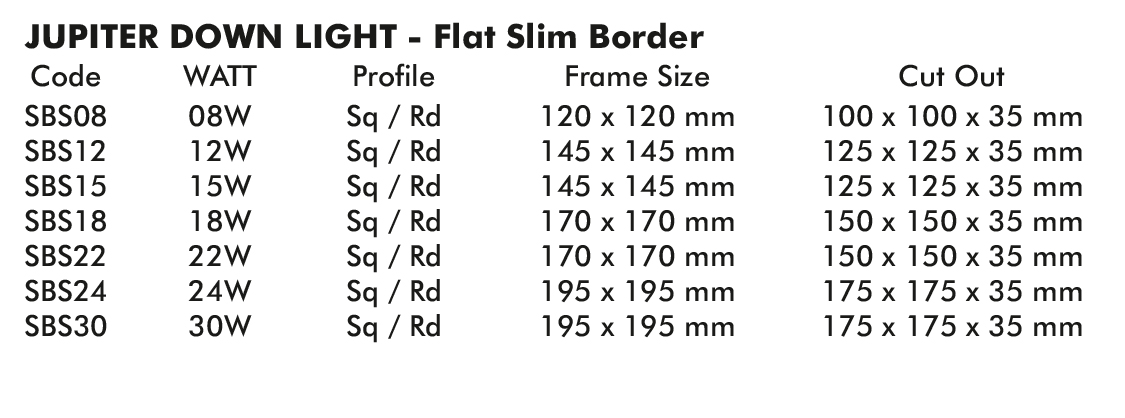 JUPITER DOWN LIGHT – Flat Slim Border – KALKI INDUSTRIES